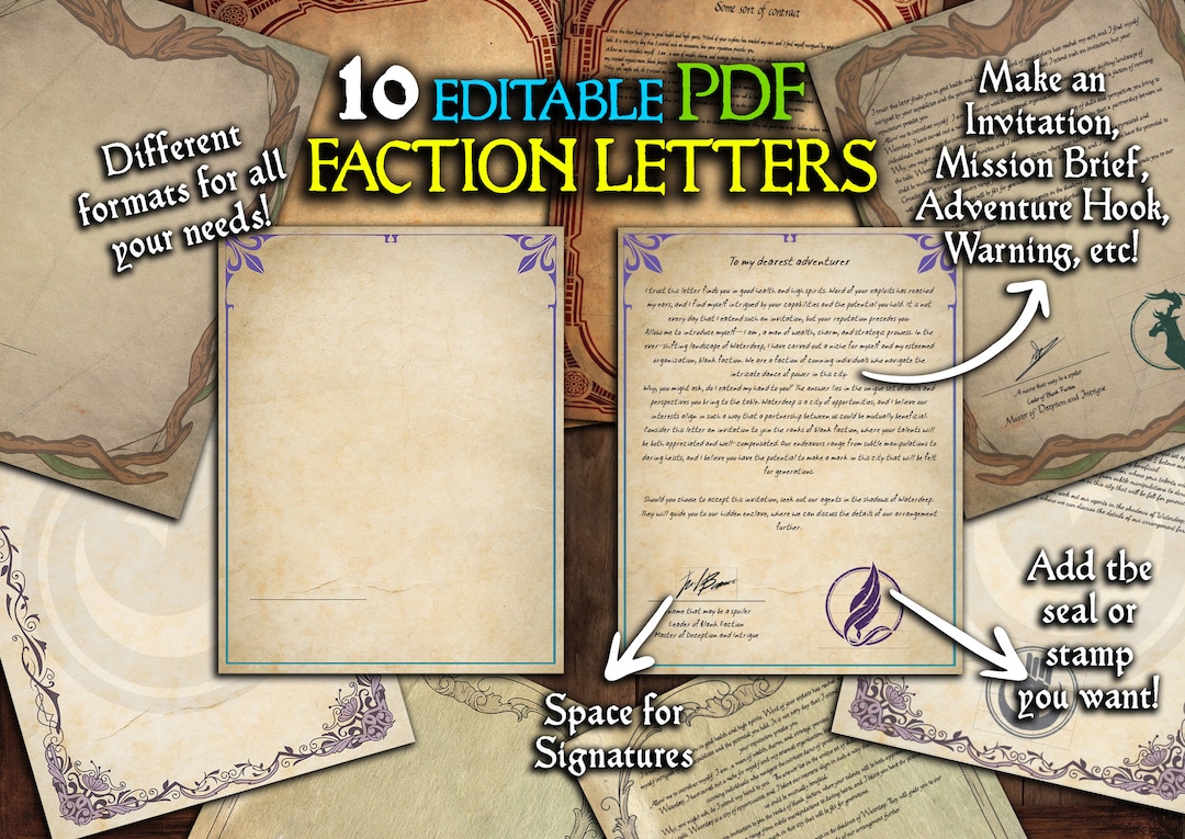 D&D Faction Letters Pack: Editable RPG Campaign Handouts (PDF) - Etsy