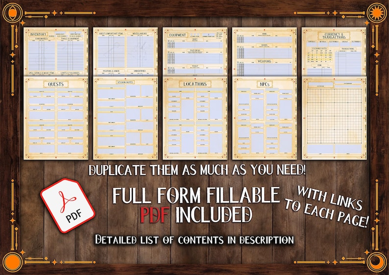 Dnd 5e Player Trackers Set: Inventory, Quests, Notes (fillable PDF) - Etsy