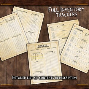 Dnd 5e Player Trackers Set: Inventory, Quests, Notes (fillable PDF) - Etsy