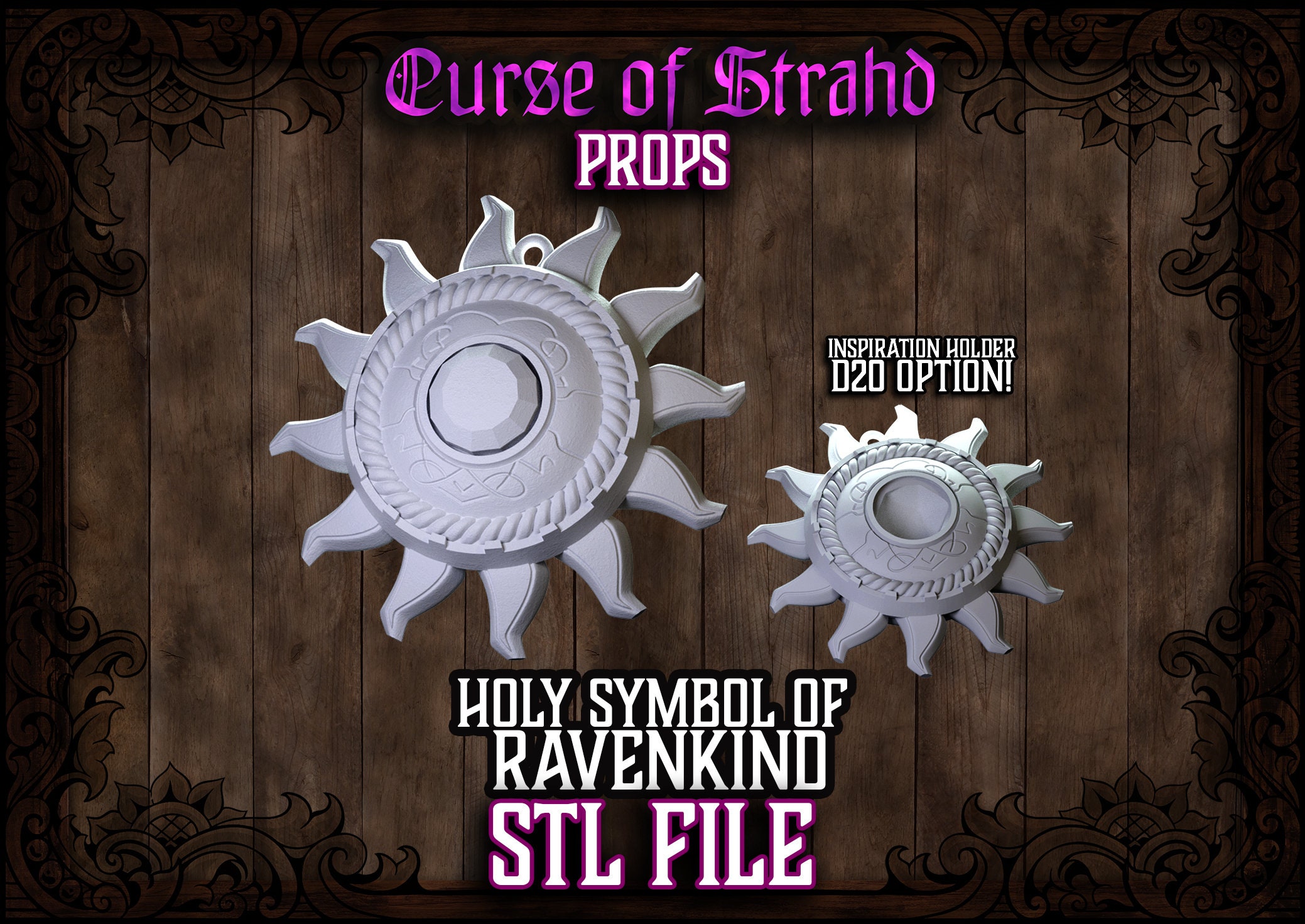 Curse of Strahd 3D Printable Prop Holy Symbol of Ravenkind STL FILES ...