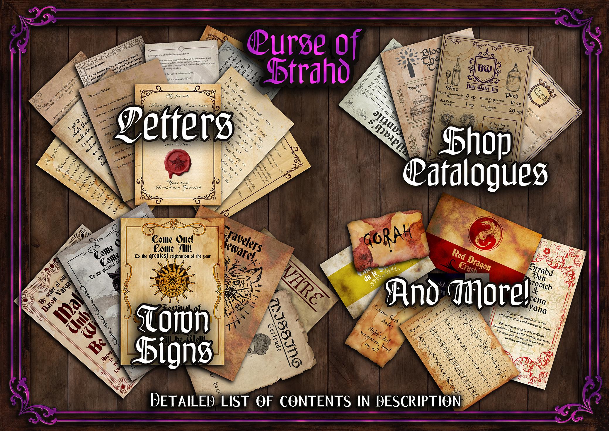 Curse of Strahd D&D Handouts: 140+ Printable Immersive Letters, Scrolls ...