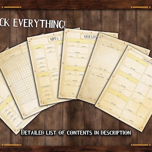 Dnd 5e Player Trackers Set: Inventory, Quests, Notes (fillable PDF) - Etsy