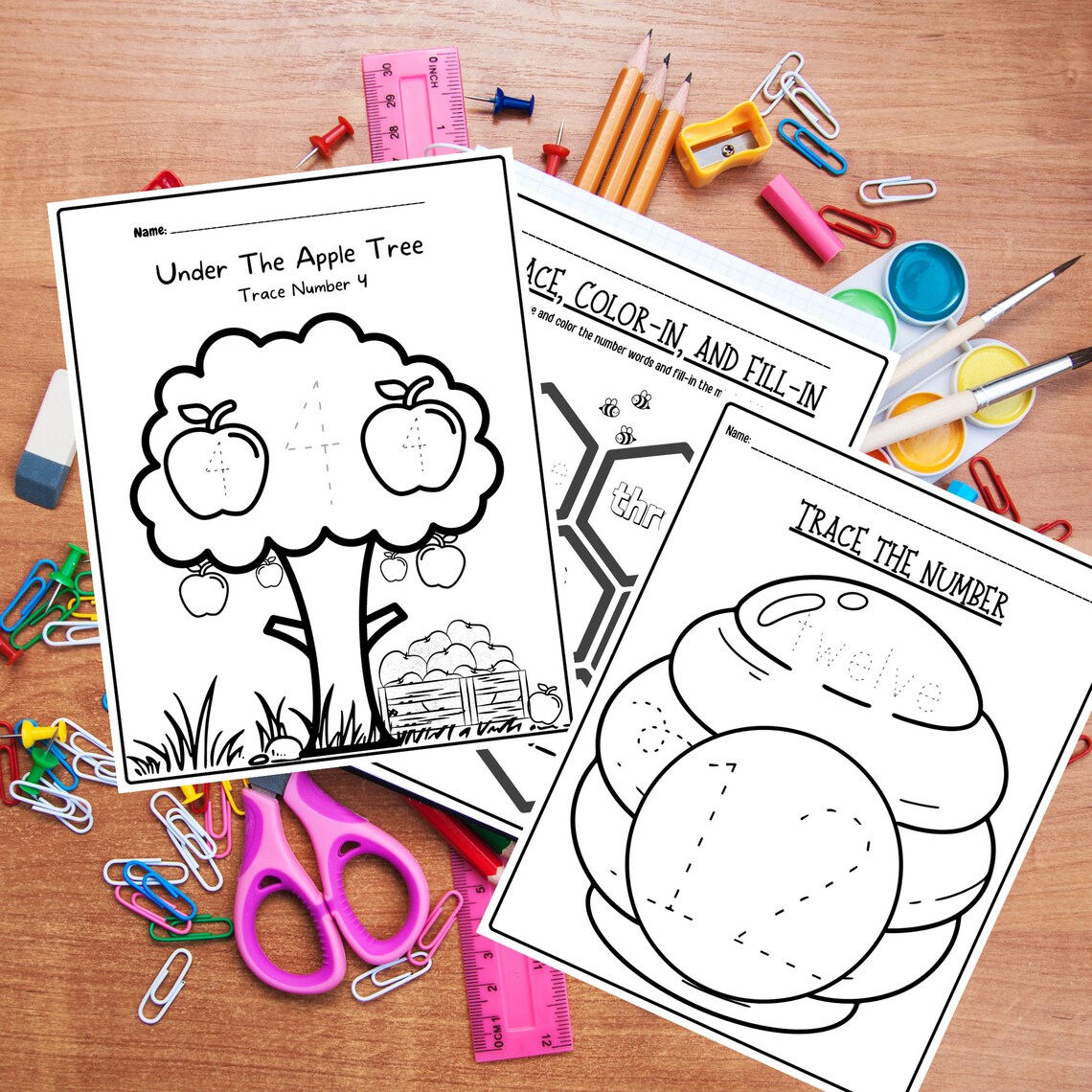 Number Tracing Worksheets, Basic Number Skills, Preschool Tracing ...