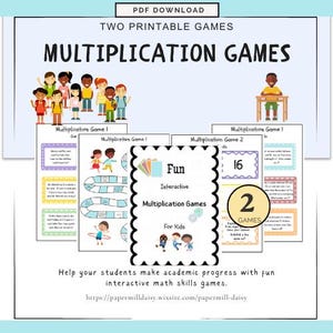 Fun Multiplication Board Games for Kids, Printable Math Game ...