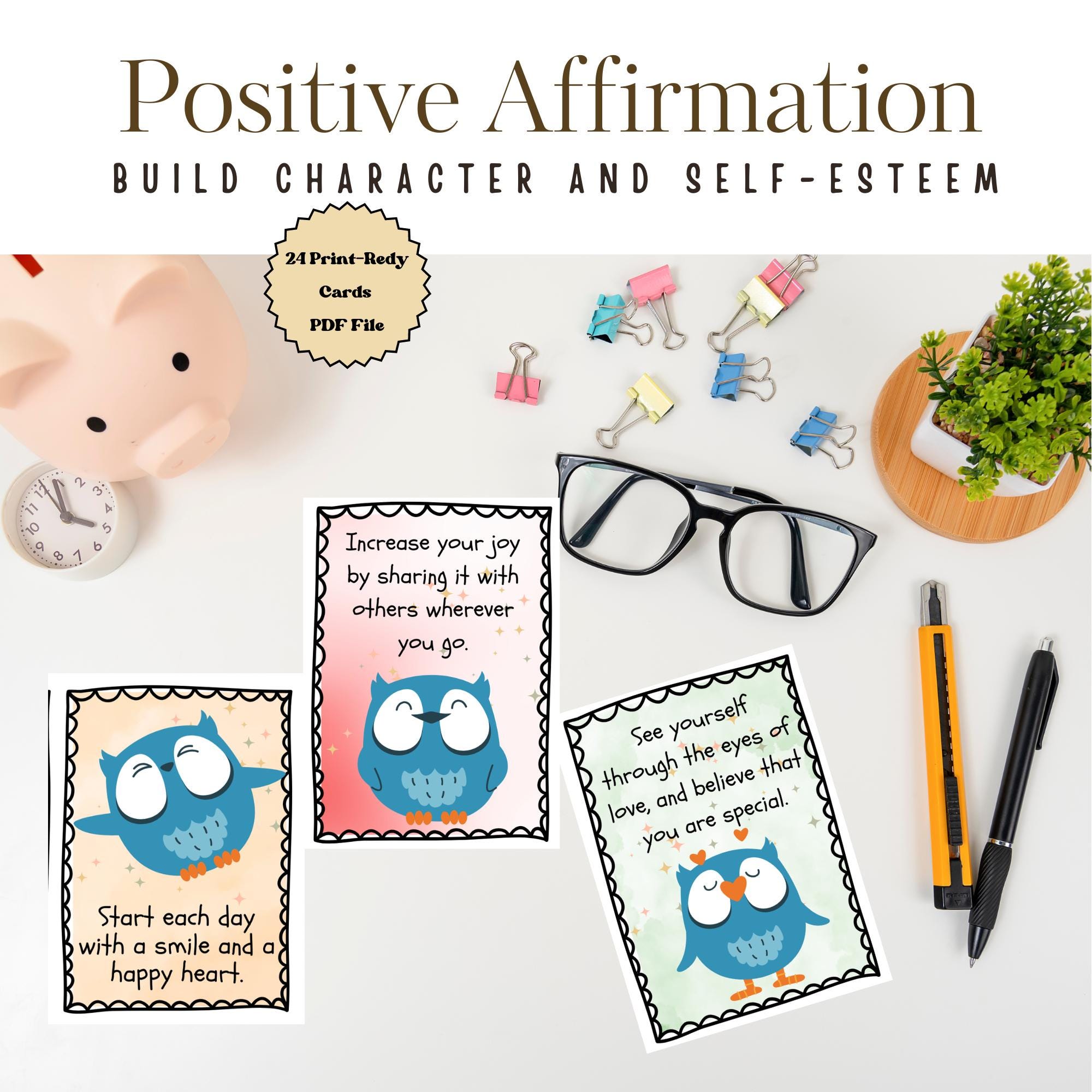 Positive Affirmation Cards for Kids - 24 Printable Affirmation Cards ...