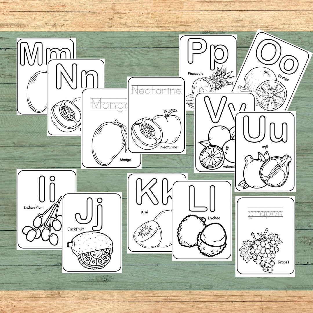Alphabet Flash Cards Fruit Theme, ABC Activity Flashcards, Kindergarten ...