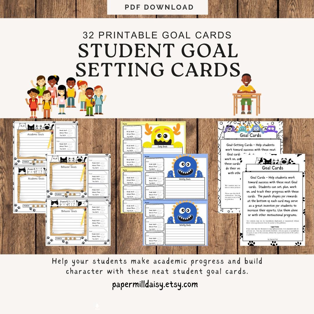 Student Achievement Cards - Goal Setting, Affirmation Cards, Goal ...