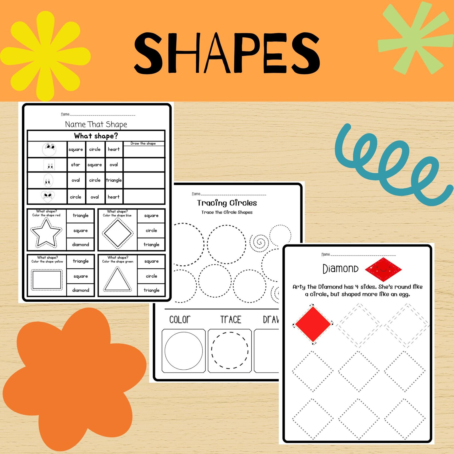 Basic Shape Tracing, Preschool Shape Tracing, Kindergarten Shapes ...