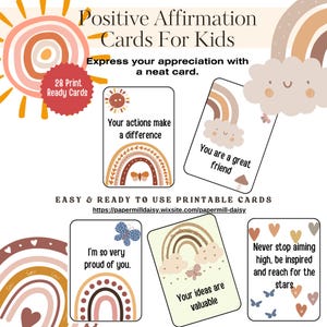 Positive Affirmation Cards for Kids - Printable Affirmation Cards ...