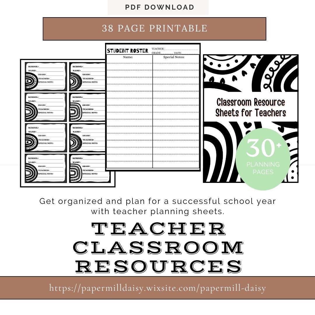 Back to School Teacher Resource Sheets, Classroom Organization ...