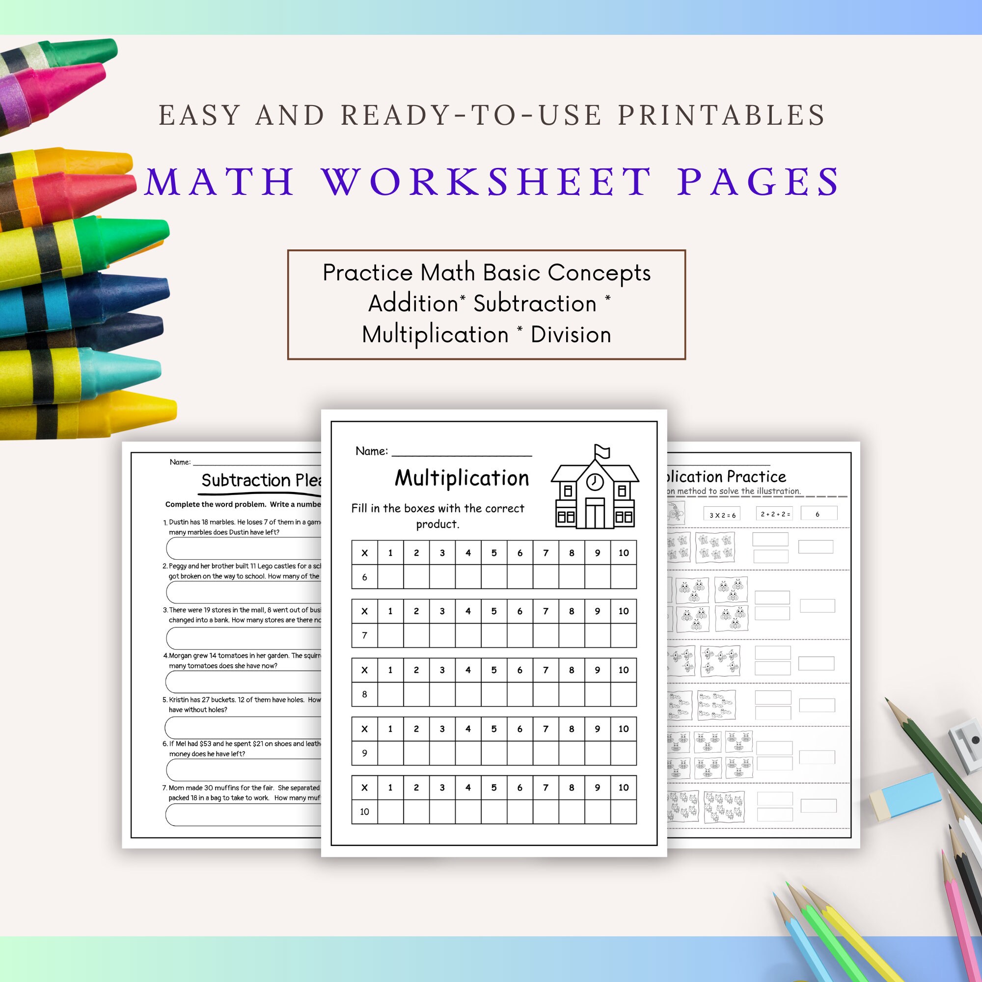 Math Worksheets for Kids Elementary Basic ...
