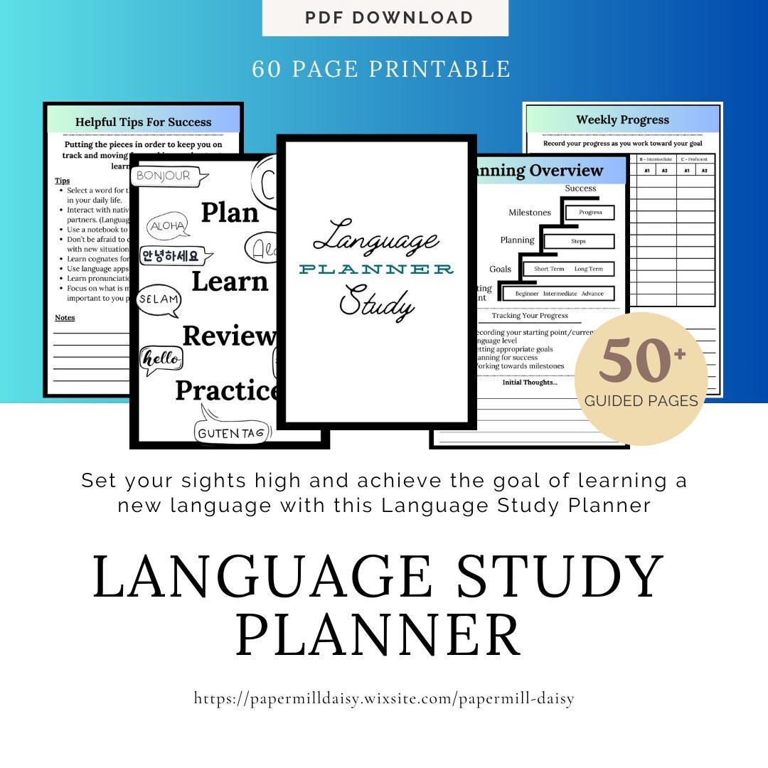 Language Study Planner, Guided Journal for Learning A Foreign Language ...