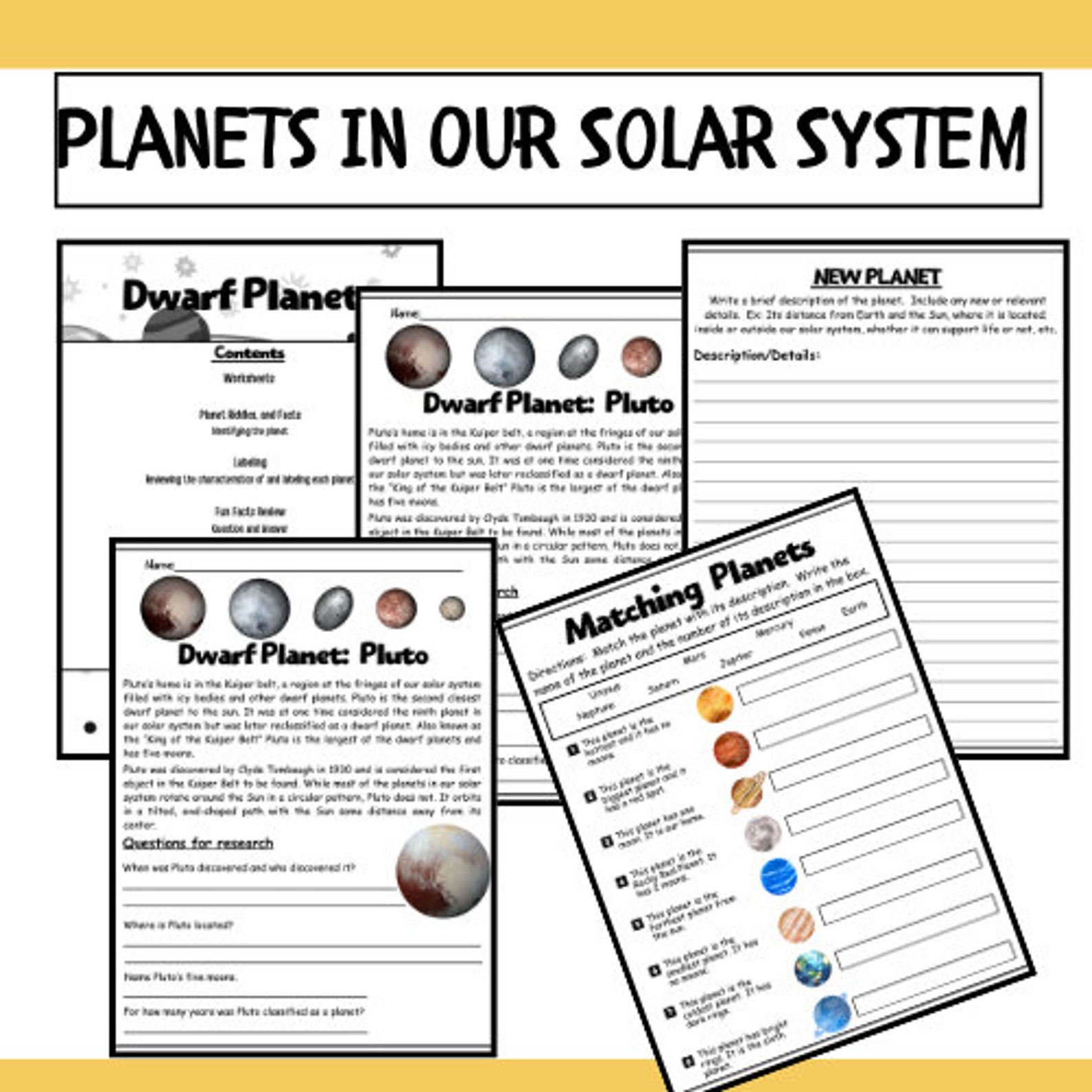 Science Worksheets Dwarf Planets. Learn About Our Solar System ...