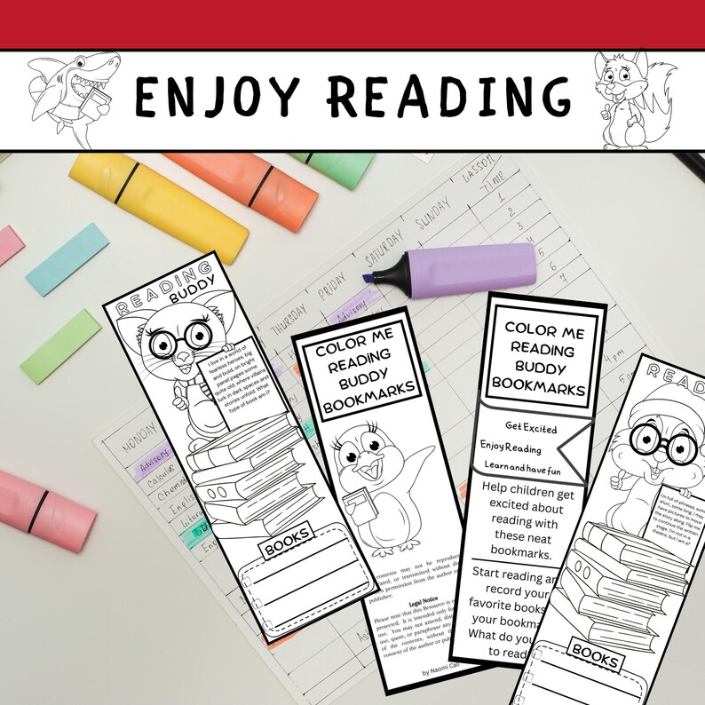 Coloring Reading Bookmarks for Kids, Custom, Summer Reading Bookmark ...