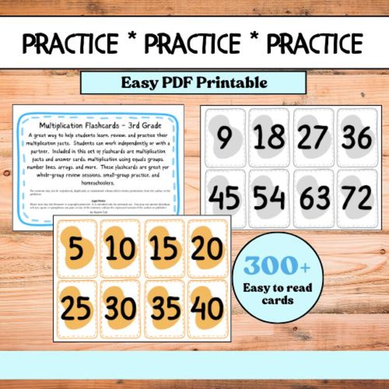 Multiplication Flashcards for Kids, Basic Math Skills, Single Digital ...