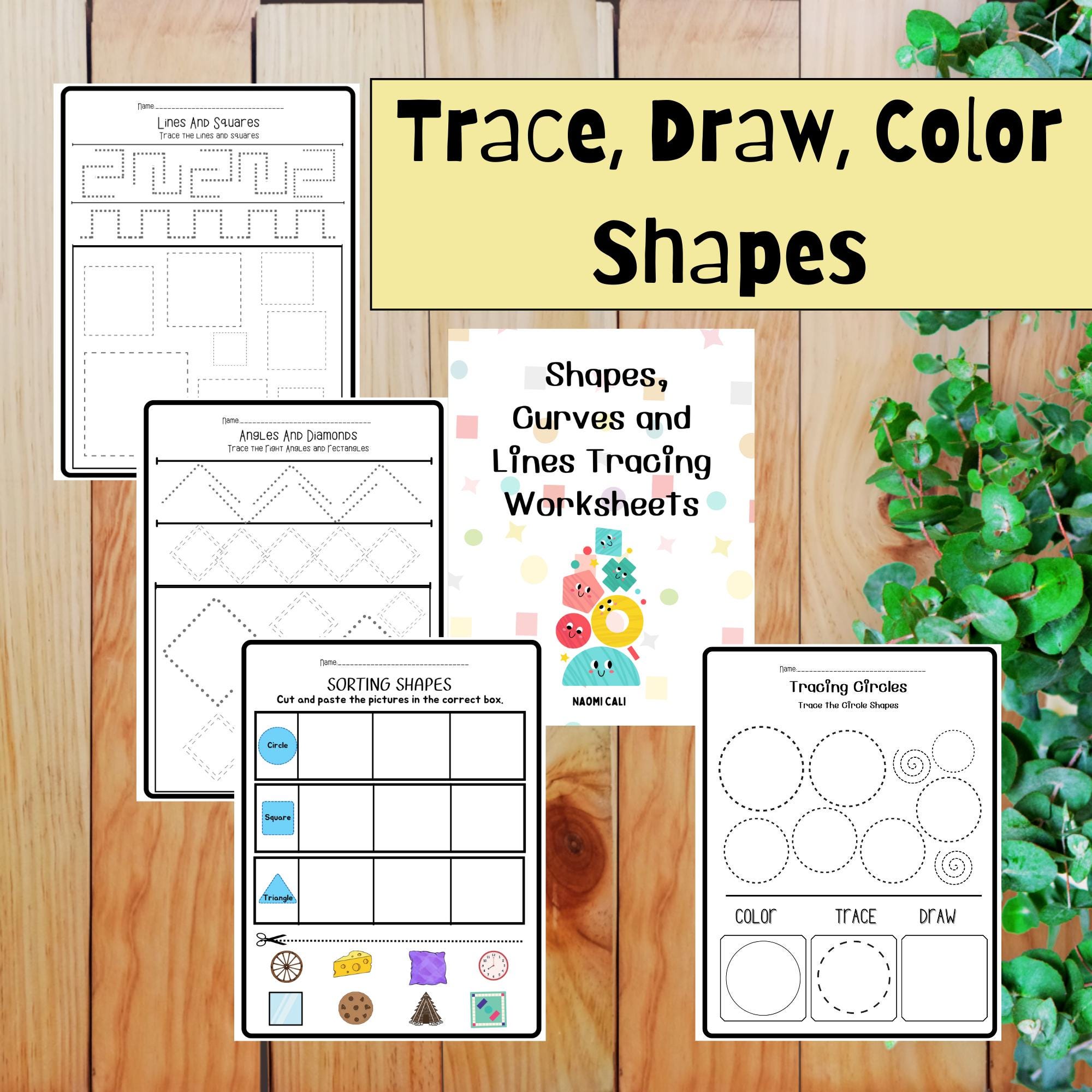 Basic Shape Tracing, Preschool Shape Tracing, Kindergarten Shapes ...