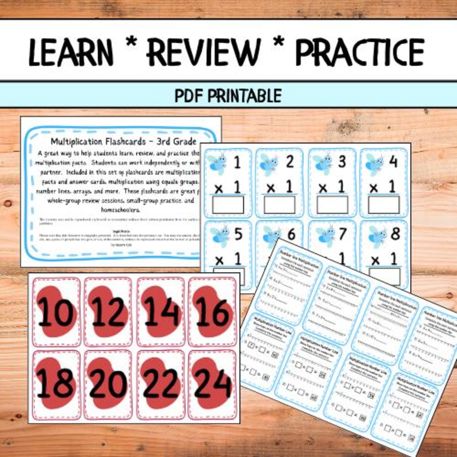 Multiplication Flashcards for Kids, Basic Math Skills, Single Digital ...