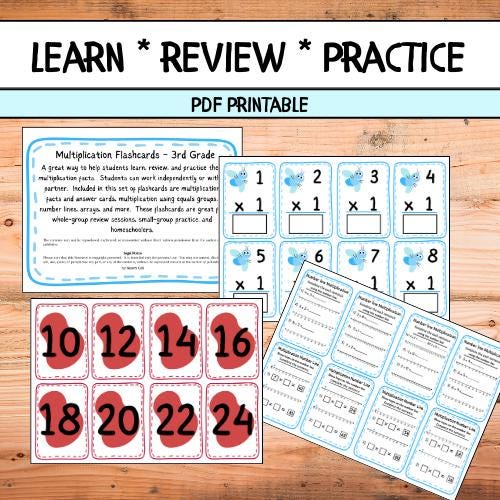 Multiplication Flashcards for Kids, Basic Math Skills, Single Digital ...