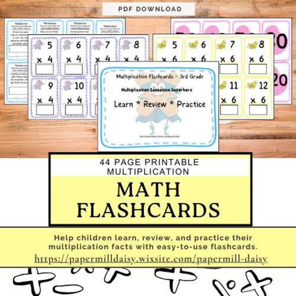 300 Printable Multiplication Flashcards, Fill in the Blanks, Single ...