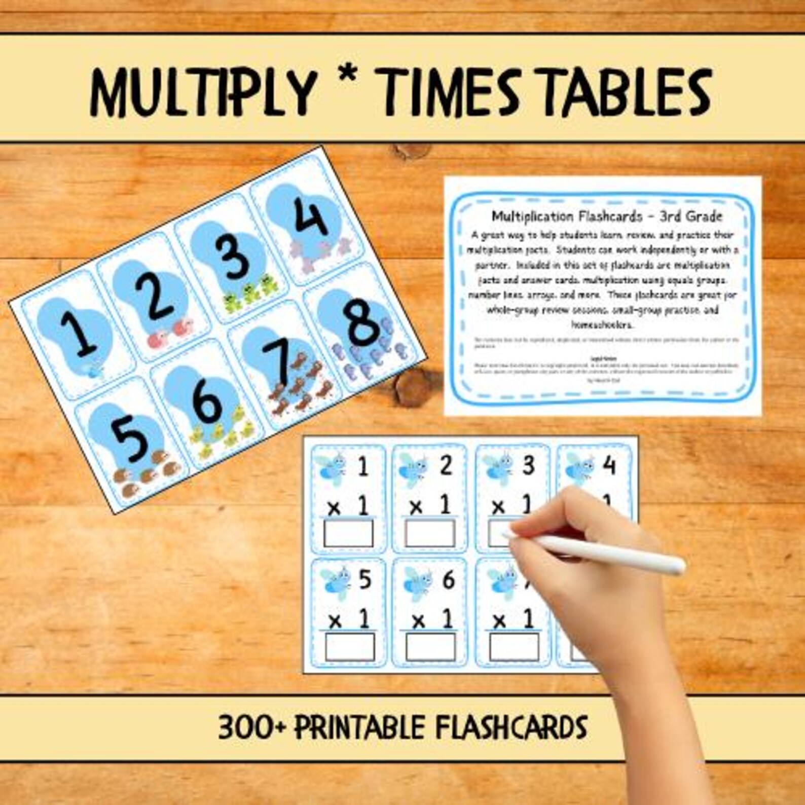 300 Printable Multiplication Flashcards, Fill in the Blanks, Single ...