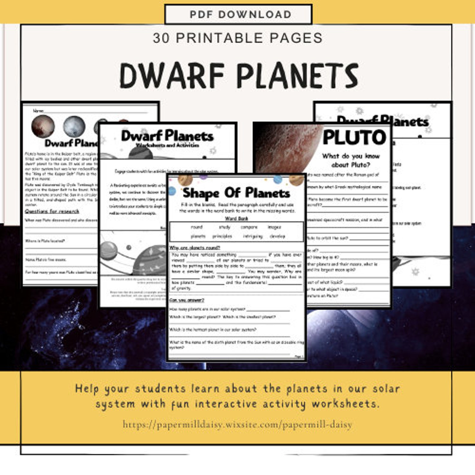 Science Worksheets Dwarf Planets. Learn About Our Solar System ...