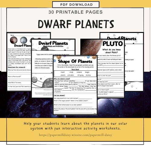 Science Worksheets Dwarf Planets. Learn About Our Solar System ...