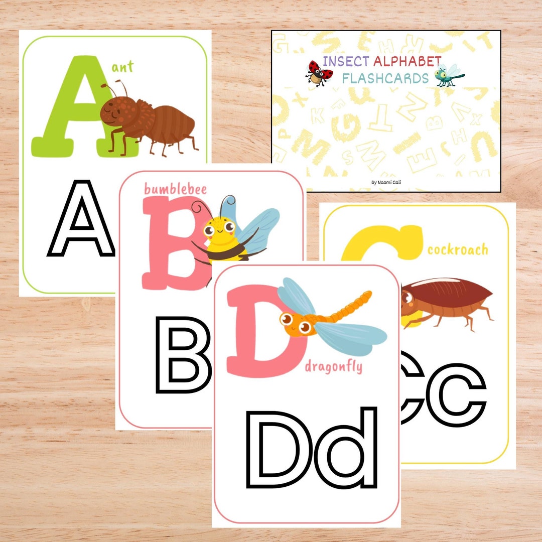 Alphabet Flash Cards, ABC Flashcards, Alphabet Cards With Pictures, ABC ...