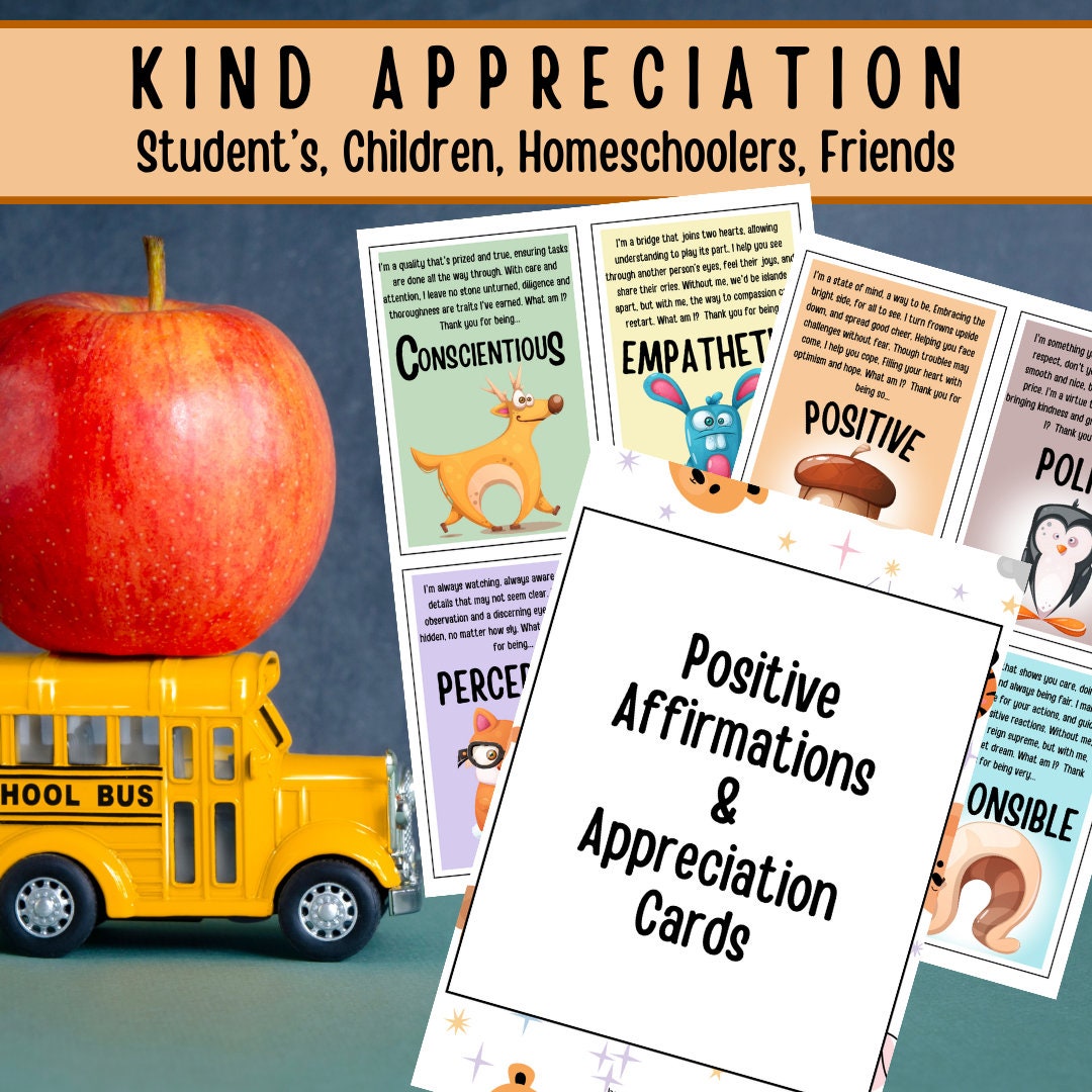 Affirmation and Appreciation Cards for Students, Children and Friends ...