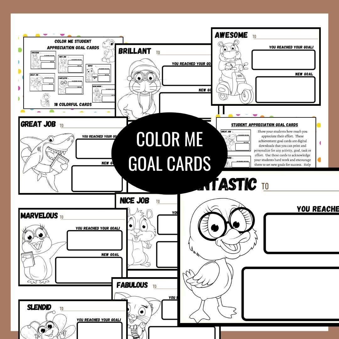 Student Achievement Cards, Goal Setting Cards for Kids, Motivational ...