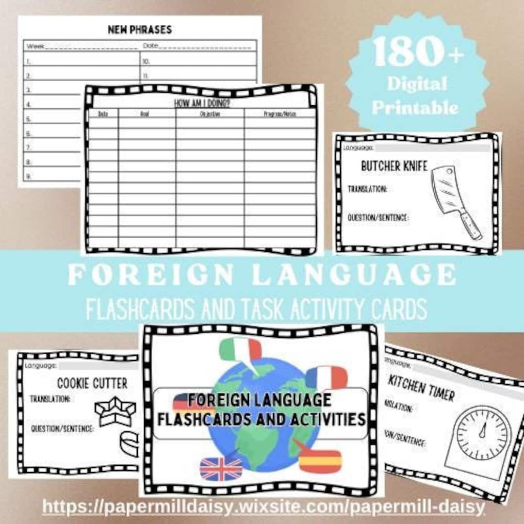 Language Study Flashcards and Task Cards, Vocabulary Building Set ...