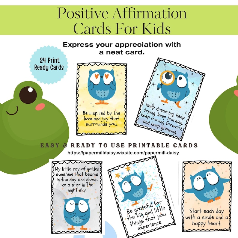Positive Affirmation Cards for Kids - 24 Printable Affirmation Cards ...