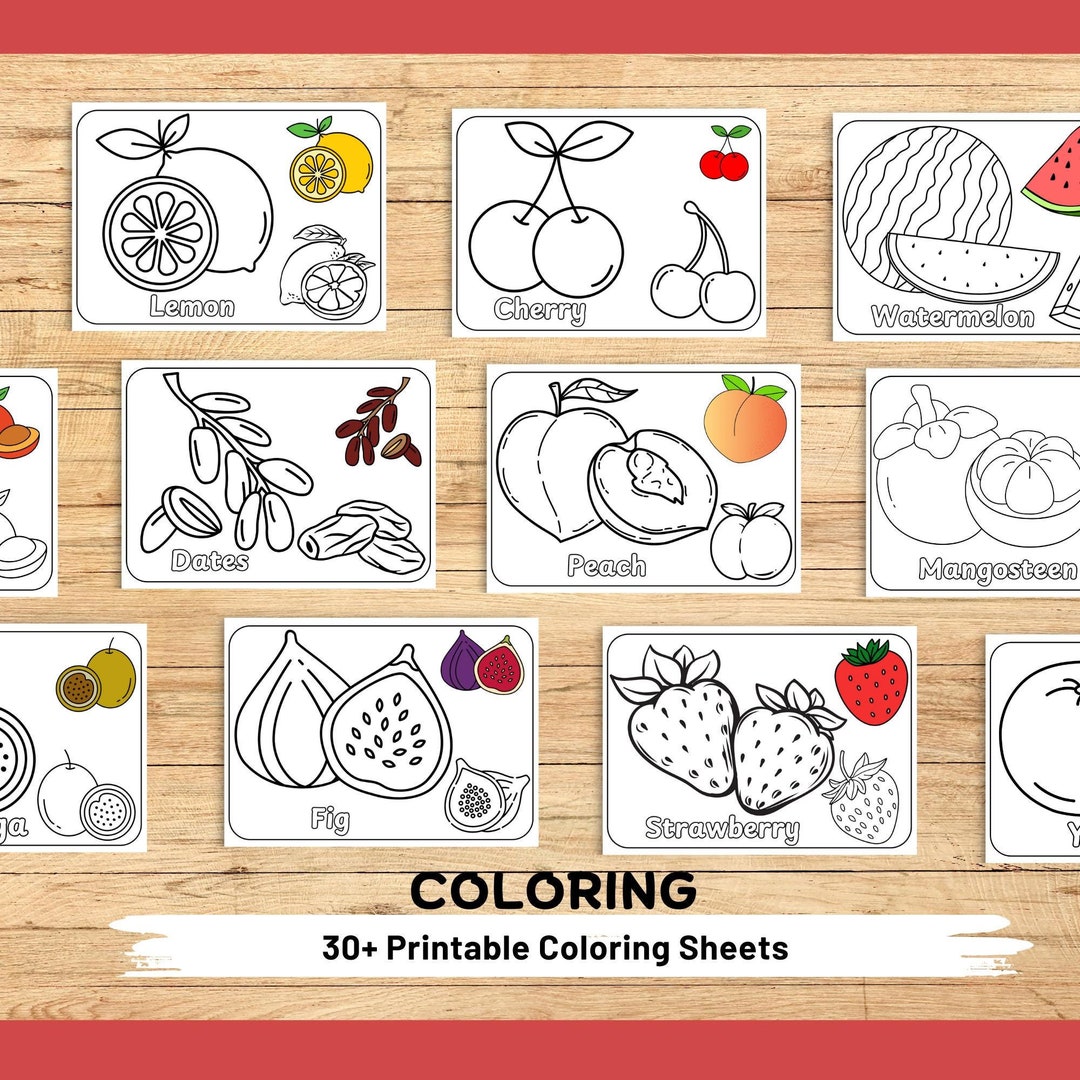 Fruit Coloring Pages, Coloring for Mindfulness, Teacher Resources, Kids ...