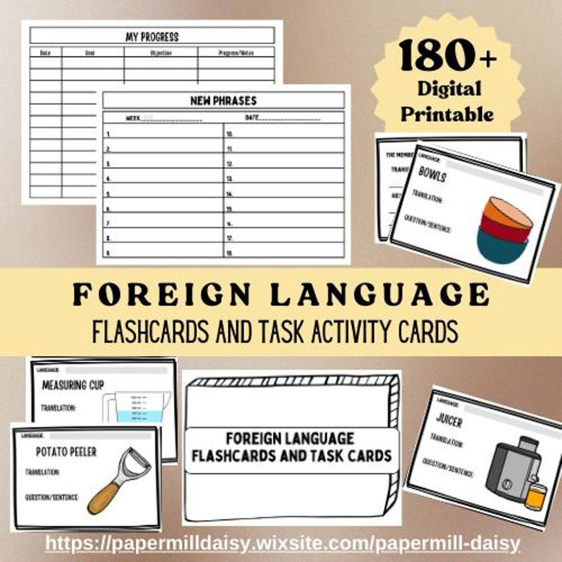 Foreign Language Flashcards and Activity Cards, Language Acquisition ...