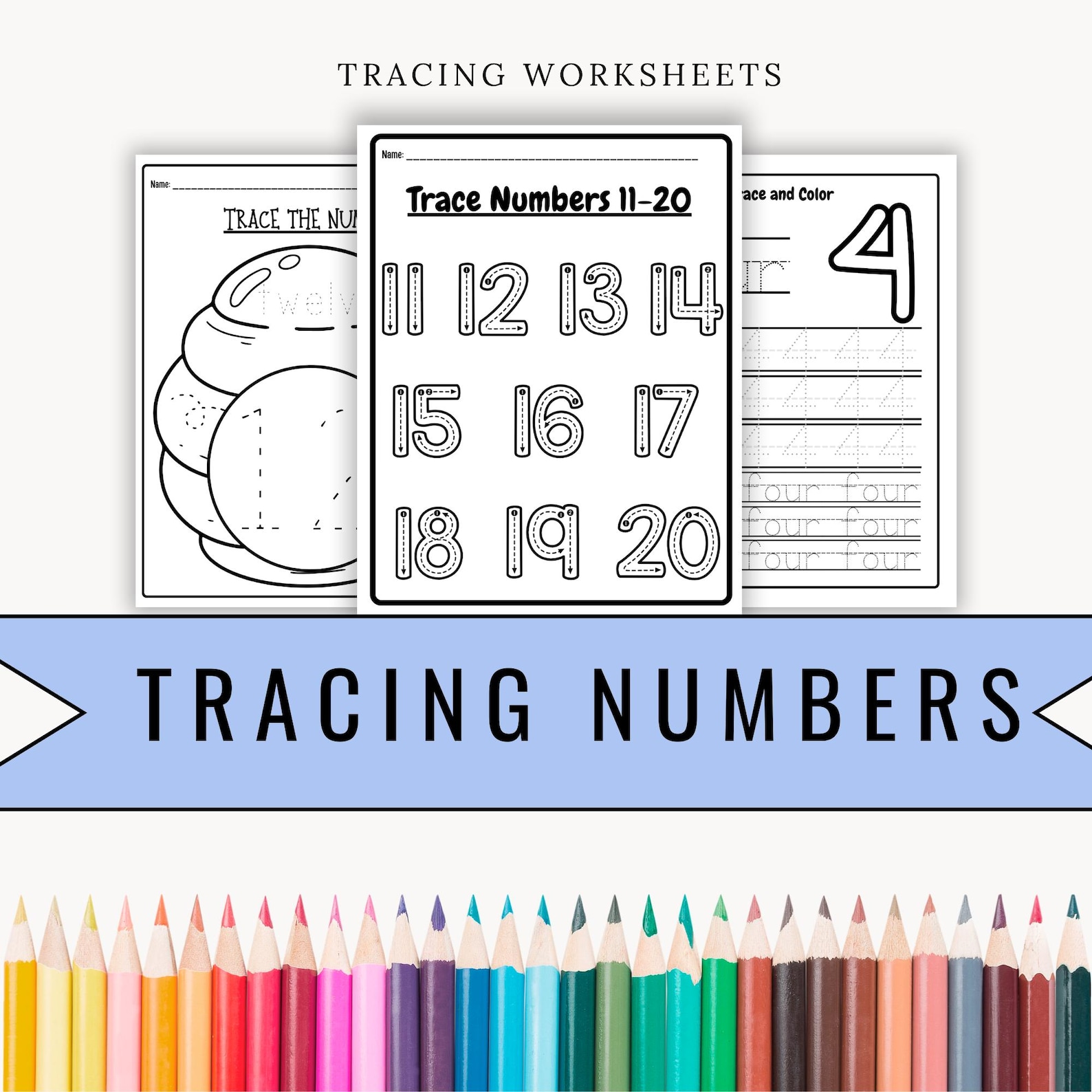 Number Tracing Worksheets, Basic Number Skills, Preschool Tracing ...