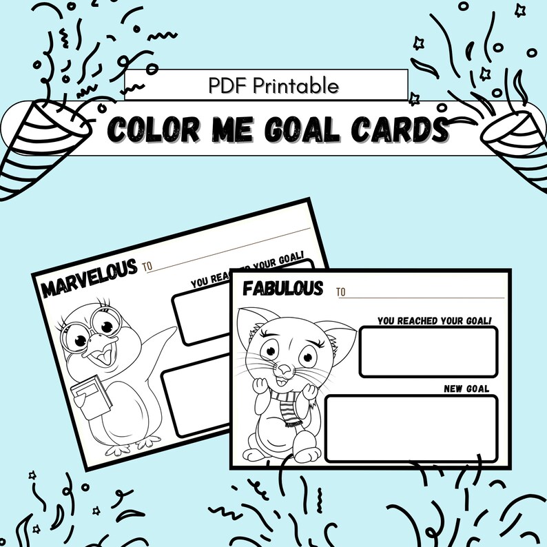 Coloring Student Achievement Cards Goal Setting Cards for Kids - Etsy