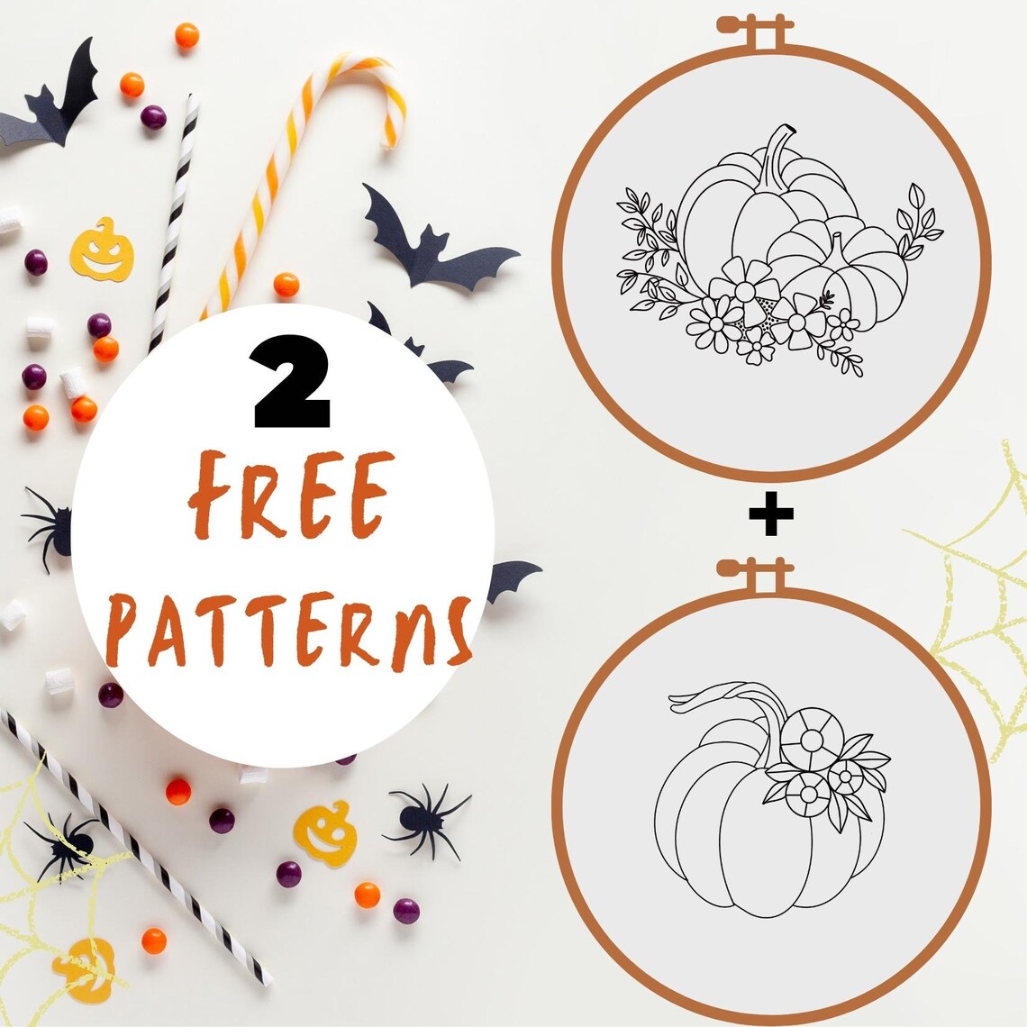 Pumpkin Embroidery Digital Embroidery Pattern Pack, 2 Free Pumpkin ...