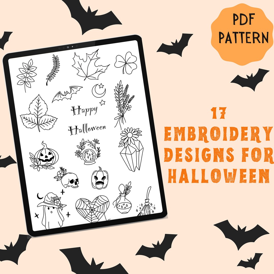 Halloween Embroidery Pattern Collection - Etsy