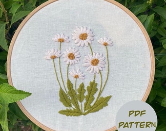 Daisies Embroidery Beginner Pattern Pdf Wild Daisies Design - Etsy