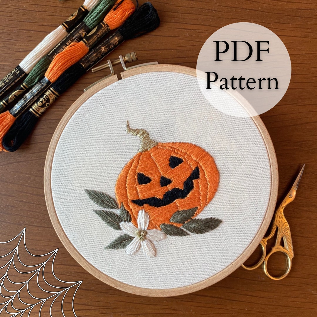 Pumpkin Embroidery Digital Embroidery Pattern Pack, 2 Free Pumpkin ...