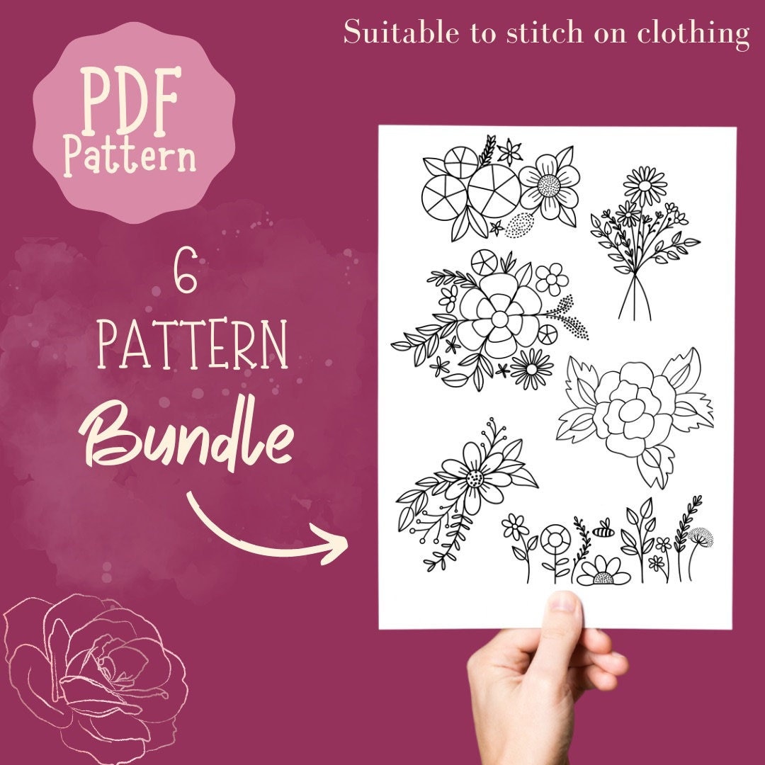 Flowers Embroidery Designs , Bundle of Embroidery Pattern Flowers - Etsy