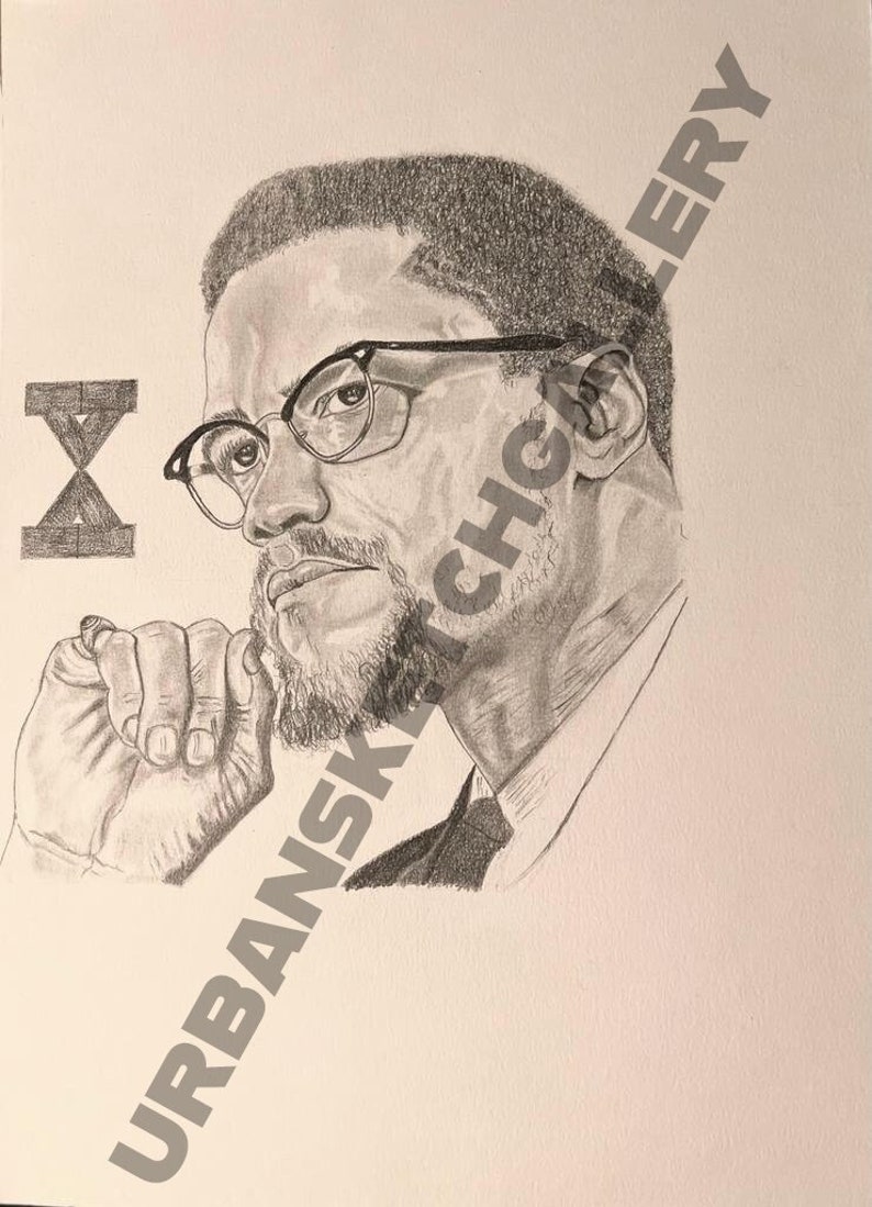 A3 Original Pencil Sketch of Malcolm X - Etsy