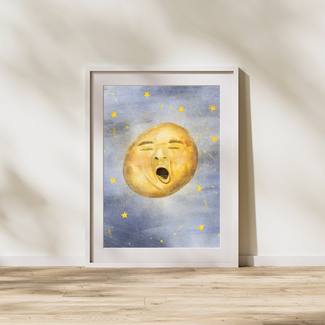 Poster Children's Room Tired Moon A4 / Art Print Baby Room / Wall ...