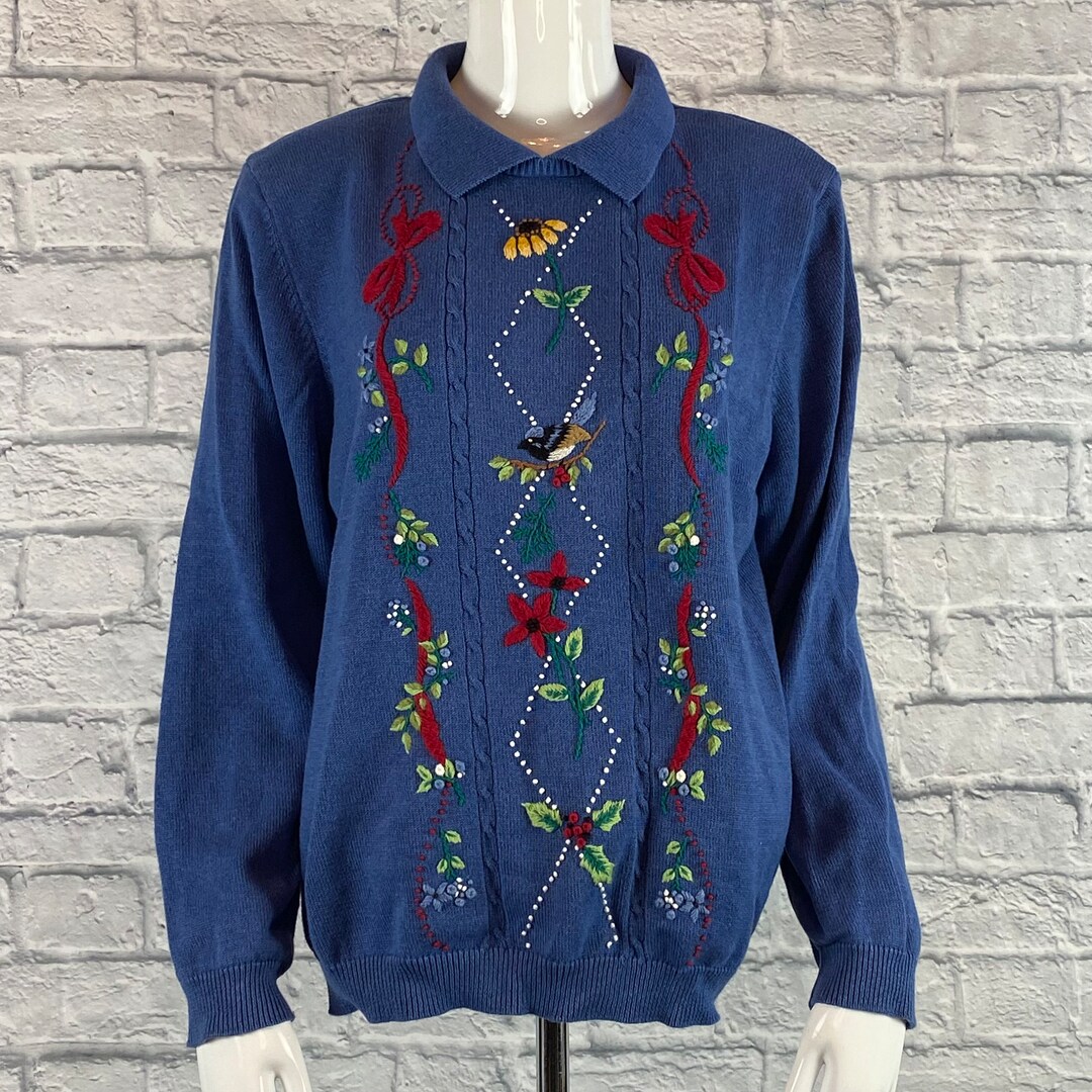 Vintage Alfred Dunner Embroidery Christmas Sweater - Etsy