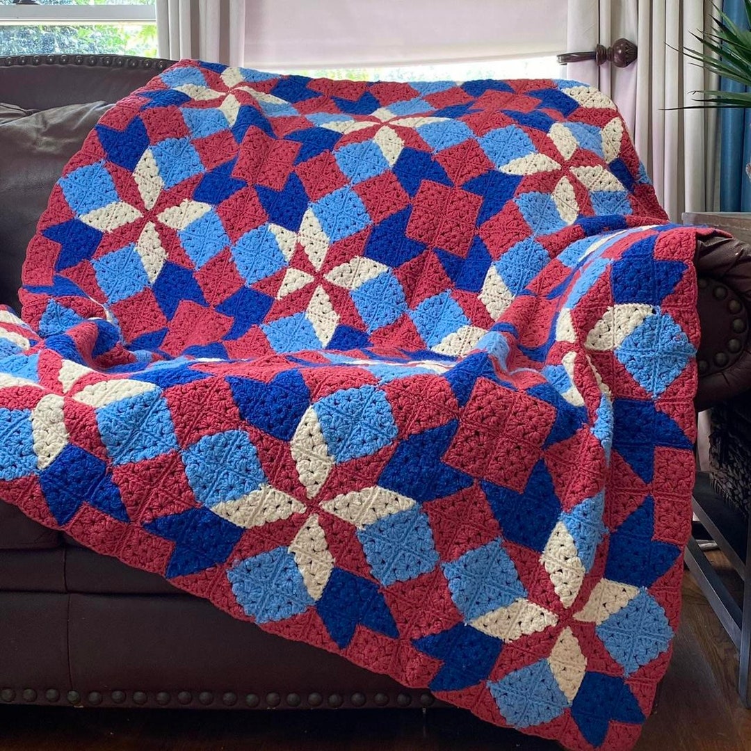 Vintage 1980s/90s Handmade Quilt Pattern Afghan - Etsy