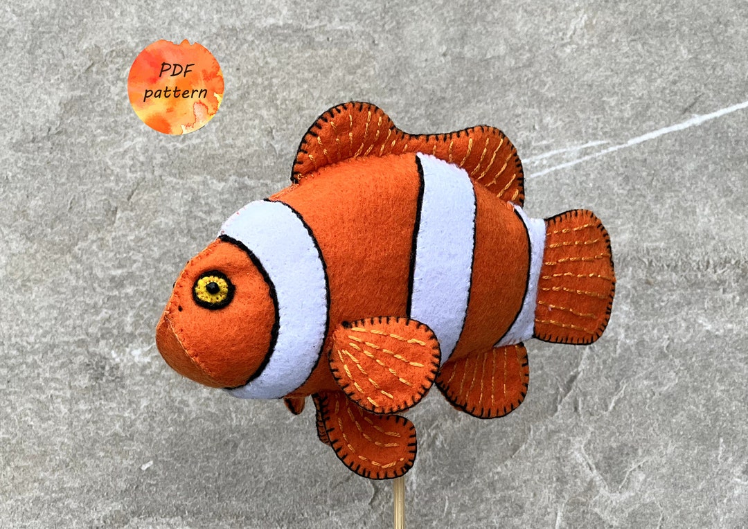 Felt Clownfish Sewing Pattern PDF Aqua Water Creatures Fish Baby Mobile ...