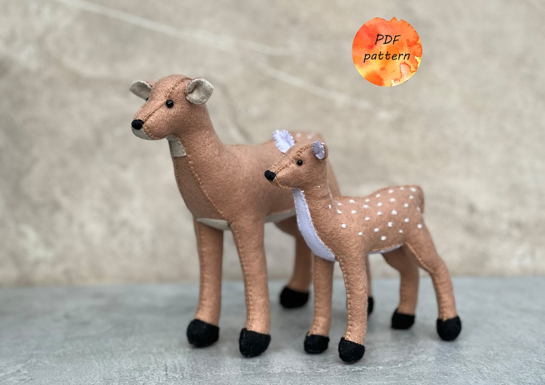 Felt Deer Doe and Fawn *2 Patterns* Sewing Pattern PDF Woodland Stuffed ...