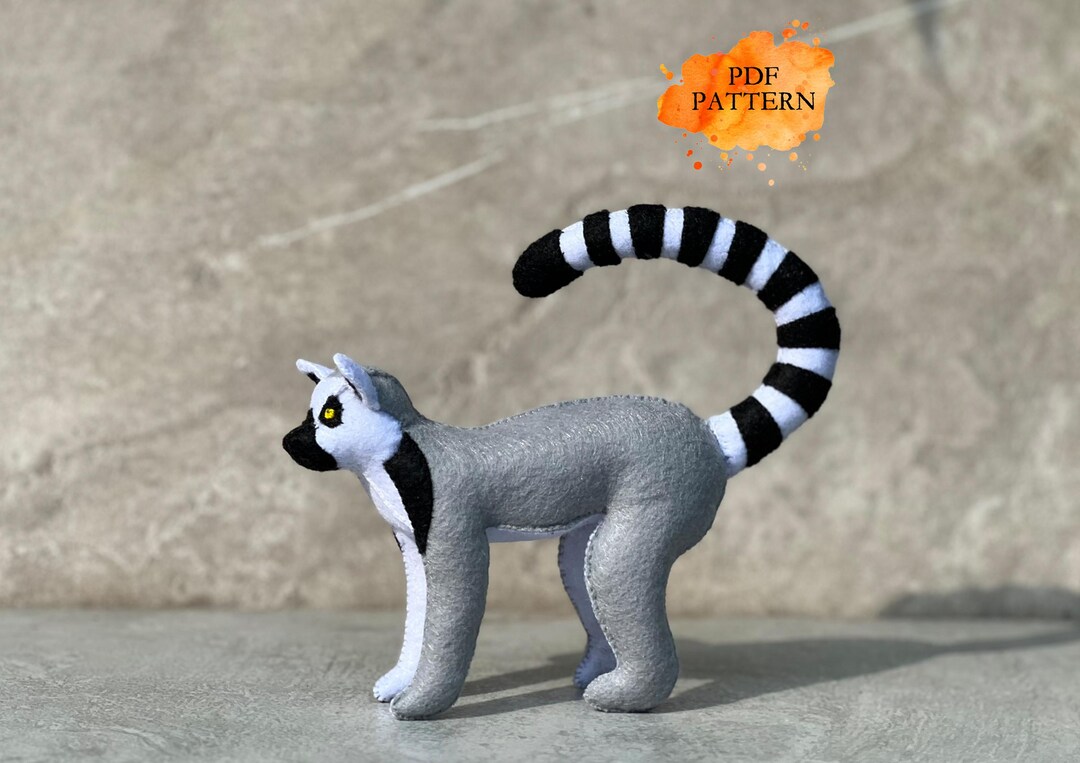 Felt Lemur Sewing Pattern PDF Jungle Stuffed Animals - Etsy