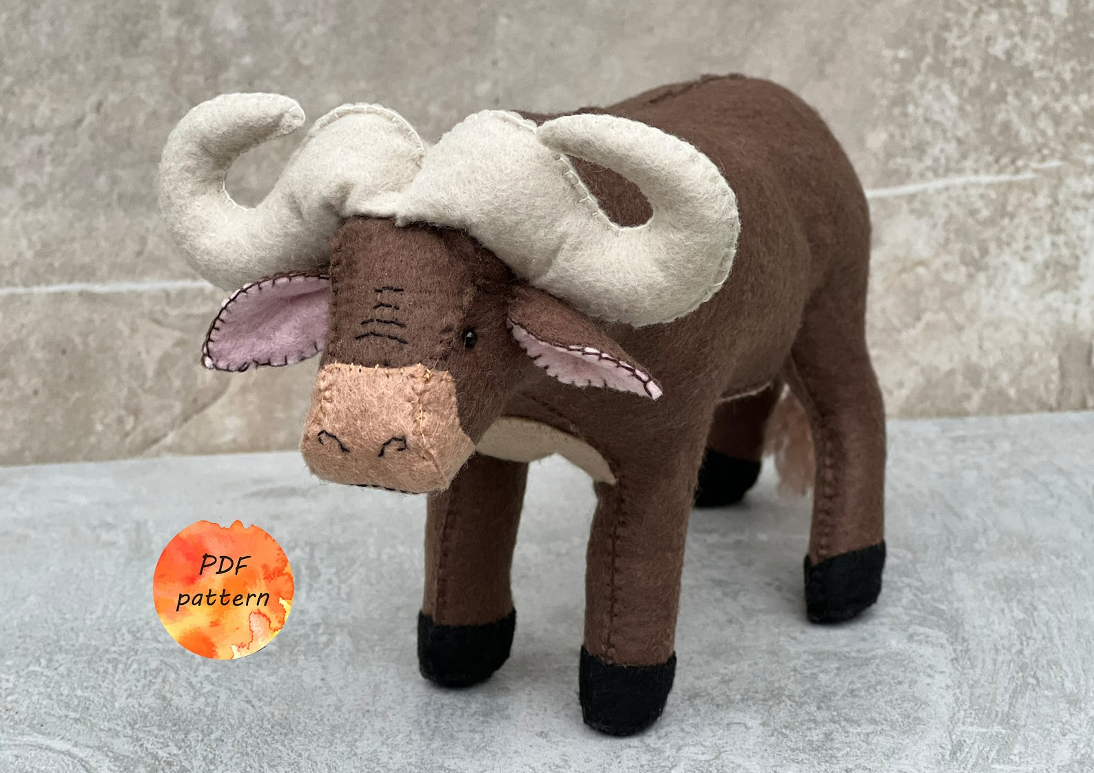 Felt African Buffalo Sewing Pattern PDF Safari Stuffed Animals - Etsy