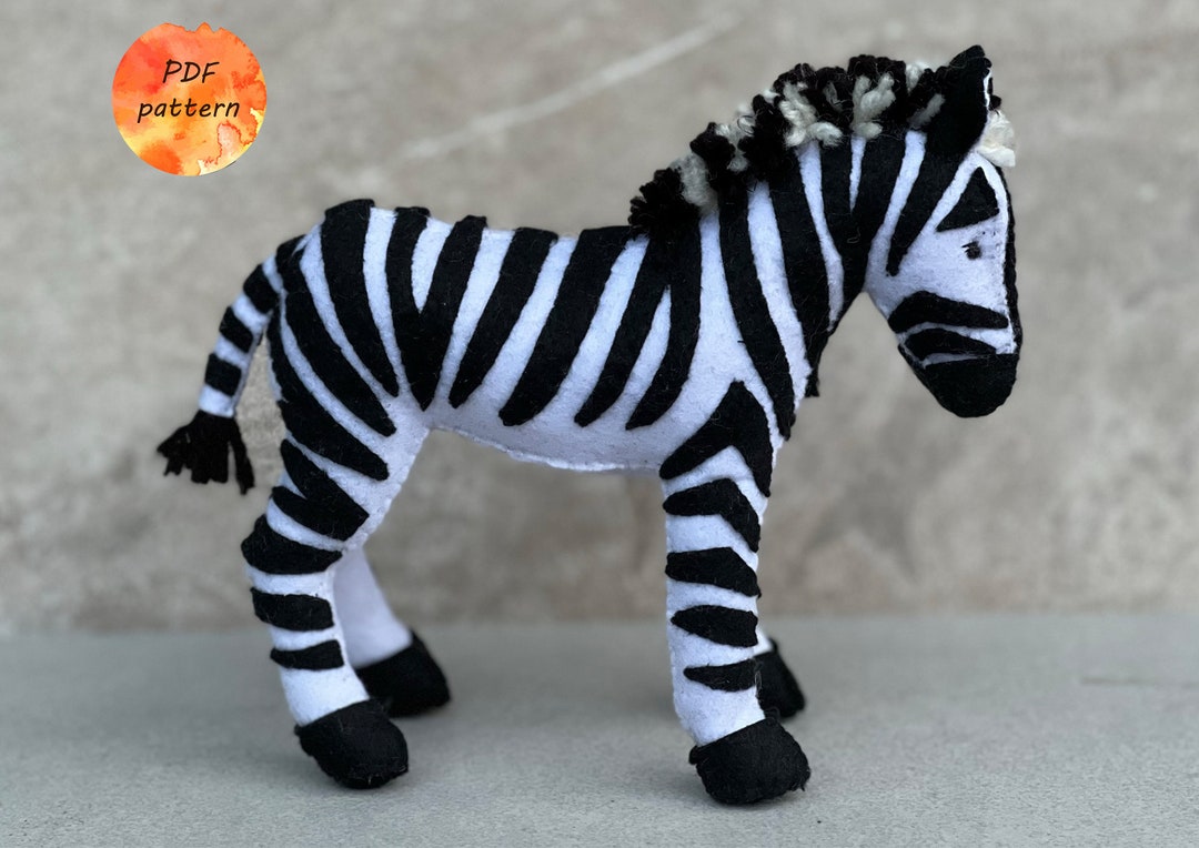 Felt Zebra Digital Sewing Pattern PDF Safari Stuffed Animals - Etsy