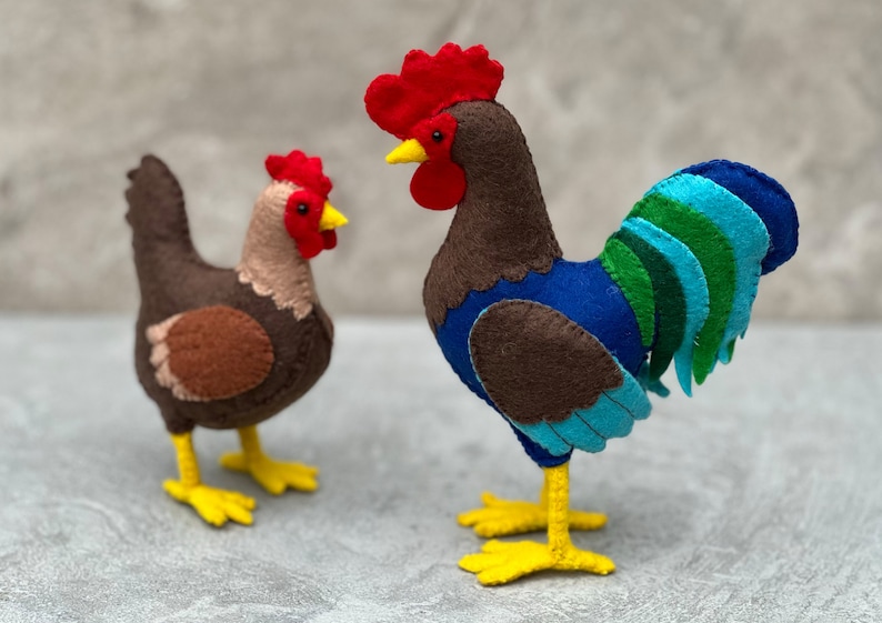 Felt Rooster Sewing Pattern PDF Birds Stuffed Animals Toy Ornament Gift ...
